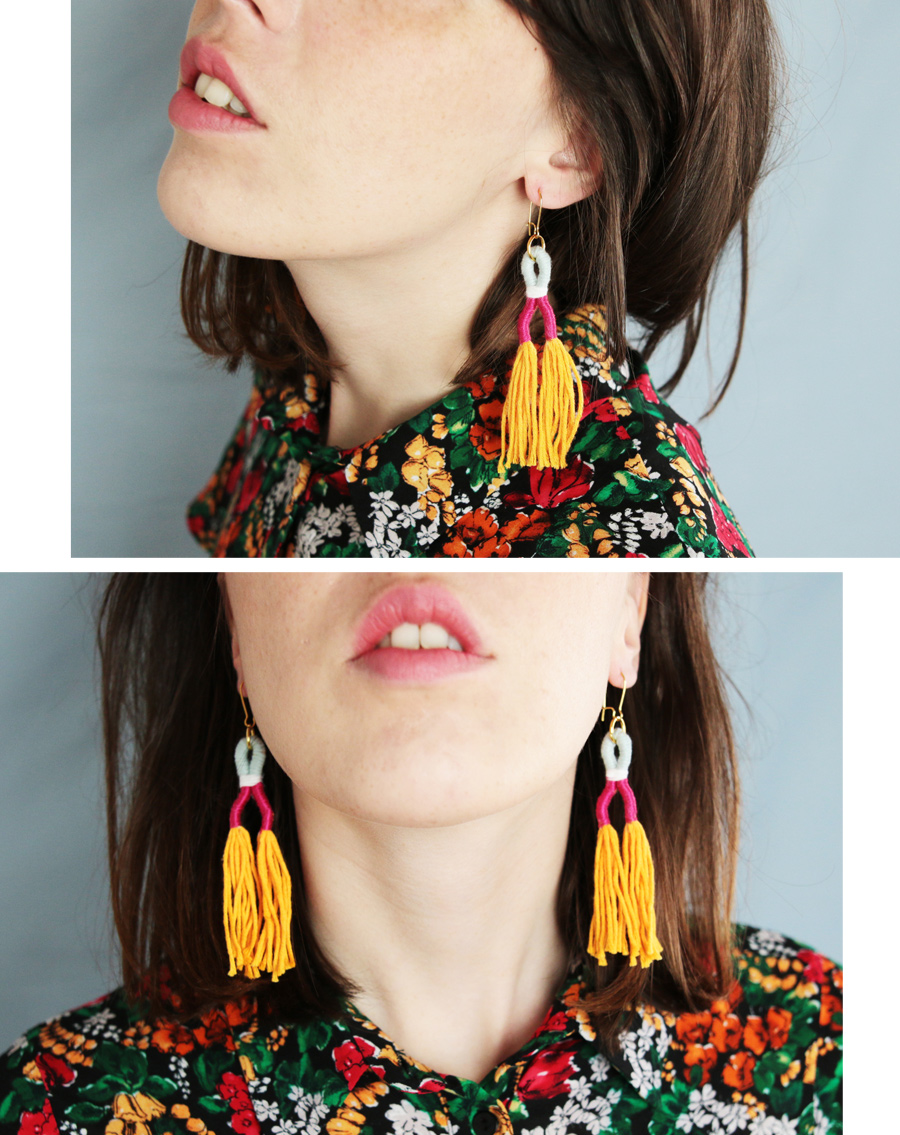 DIY mode : des boucles d’oreilles d’été, en fil de coton enroulé