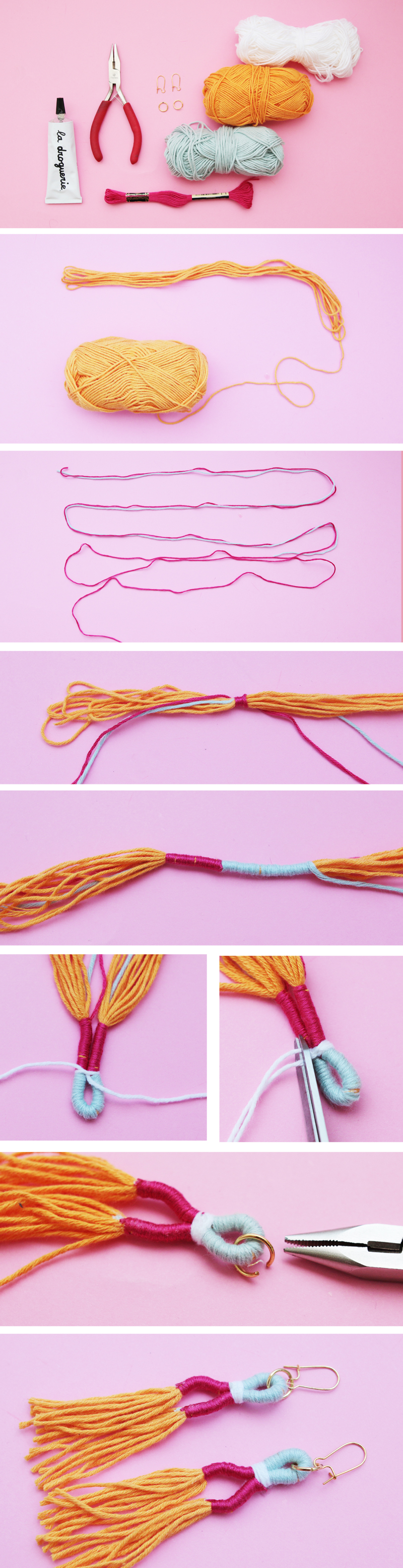 DIY mode : des boucles d’oreilles d’été, en fil de coton enroulé